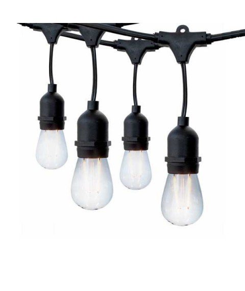 BLACK OUTDOOR STRING LIGHT 10PCS/E27 IP65 6M SUSPENDED SOCKETS