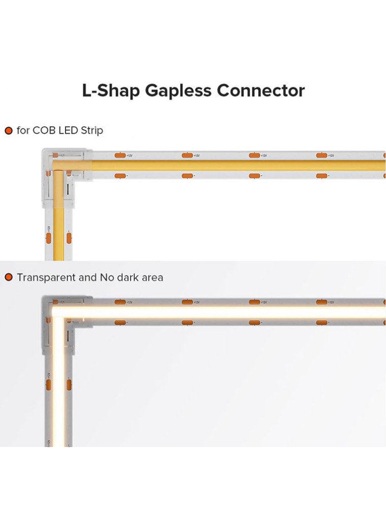 L-Shape COB LED Strip Light Corner Connectors 10mm